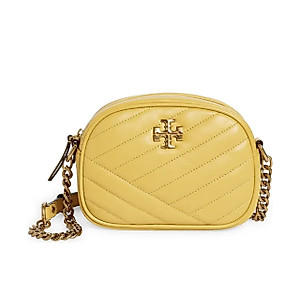 Tory Burch Women's Kira Golden Sunset Yellow Leather Camera Handbag Crossbody