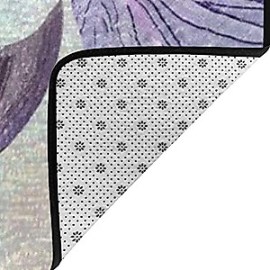 SWEET TANG Machine Washable Rug Soft Rugs Non-Slip Floor Carpet Home Decor for Bedroom, Living Room, Dorm, Teal Mermaid Tails Print, 60 inch x39 inch