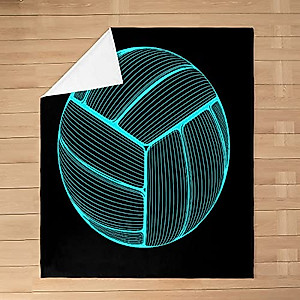 Volleyball Pattern Plush Throw Blanket,for Ball Sports Flannel Fleece Blanket Decorative Teal Neon Ball Games All Season,Bed Blanket Volleyball Player 40"x50"