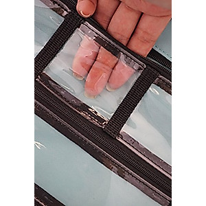 Simplily Co. 8" x 11" Hanging Travel Jewelry & Accessories Organizer Roll Bag (Black & White Paisley Print Exterior & Blue Interior)