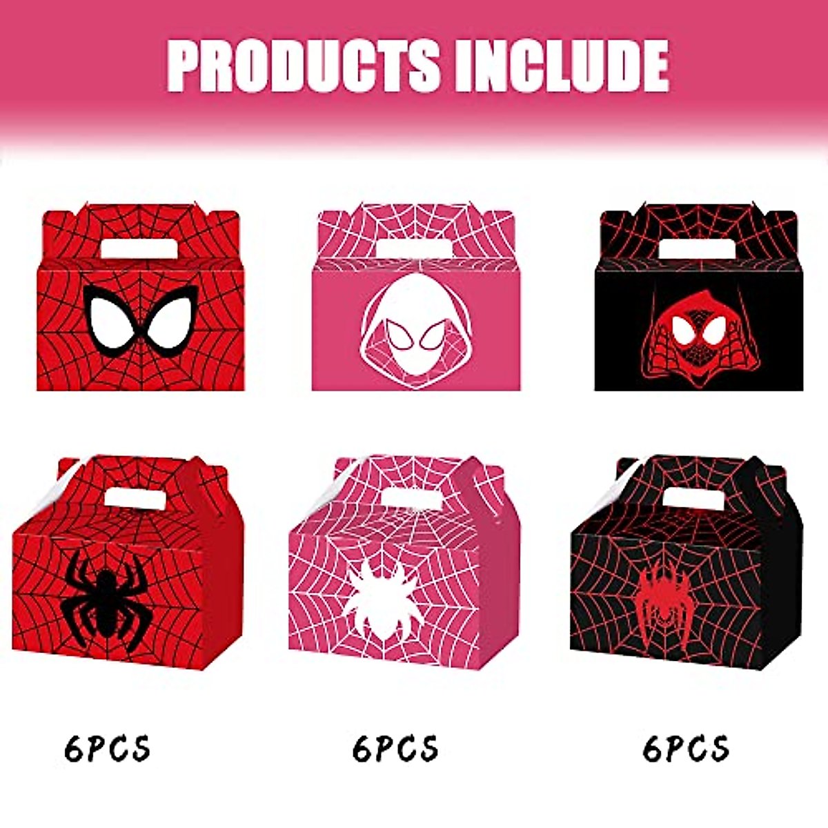 Yizeda 18 PCS Spider Birthday Party Favor Boxes Spider Hero Party Candy Gift Boxes Miles Morales Goodie Boxes for Spider Themed Birthday Party Decorations