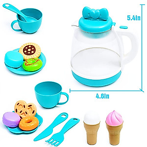 Tea Party Set for Little Girls,Pretend Play Princess Tea Time Toy with Singing Spray Teapot,Elegant Kids Kitchen Pretend Play,for Toddlers 3 Years and up,for Kids' Tea Party,Family Trip,Girl Gifts