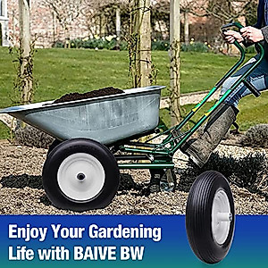 BAIVE BW 16" 4.80/4.00-8 Flat Free Solid Polyurethane Tire and Wheel, 1 Pack PU Airless Tires with 5/8" Ball Bearings 6" Iron Hub for Wheelbarrow/Hand Truck/Tool Cart/Garden Carts, 1 Pack