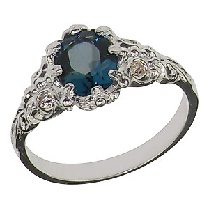 LetsBuyGold 925 Sterling Silver Natural Blue Topaz Womens Anniversary Ring - Size 4.25