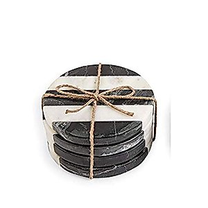 Mud Pie Stripe Black White Coasters, 4" dia