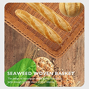 DOITOOL Woven Baskets for Storage - Seagrass Baskets Wicker Storage Basket with Handle - Natural Shelf Baskets Rectangle Basket for Closet Organizers and Storage (15 inch)