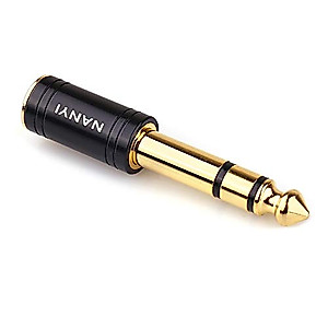 NANYI 1/4'' Male to 1/8'' Female Stereo Headphone Adapter Connect Cable, Upgrade 6.35mm Jack Stereo Socket Male to 3.5mm Jack Stereo Plug Female for Headphone, Amp Adapte, Black 1-Pack