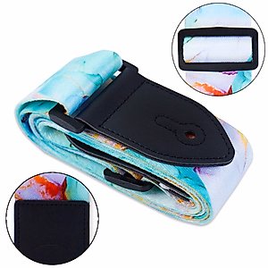 lizimandu Adjustable Guitar Strap Includes 2 Strap Locks & 4 Matching Picks.Leather ends Guitar Shoulder Strap Suitable for,Gift for Guitarist(1-Splash Ink)