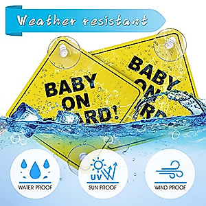 cobee Baby on Board Signs with Double Suction Cups, 2pcs 5"x5" Reusable Safety Car Warning Signs Baby on Board, Durable Kids on Board Car Sign, Baby in Car Sticker for Car Window Cling