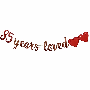 85 Years Loved Banner,Pre-Strung, Rose Gold Paper Glitter Party Decorations For 85TH Birthday Decorations 85TH Wedding Anniversary Day Party Supplies Letters Rose Gold ZHAOFEIHN