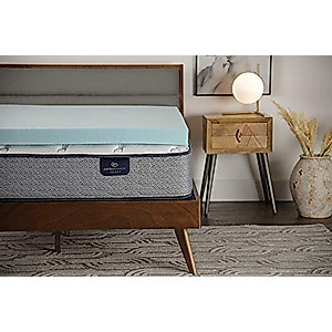 Serta ThermaGel Memory Foam Mattress Topper, Full, Blue