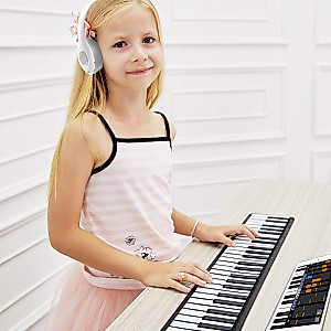 BABY JOY 88 Keys Roll Up Piano, Upgraded Electronic Piano Keyboard, Portable Piano w/Bluetooth, MP3 Headphone USB Input, MIDI OUT, 128 Rhythms, Record, Play, Volume Control (Black, 88Keys)