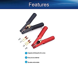 Heyiarbeit 2Pcs 300A Heavy-Duty Insulated Alligator Clips Battery Electrical Test Clips for Car Auto Vehicle Boat, Red and Black