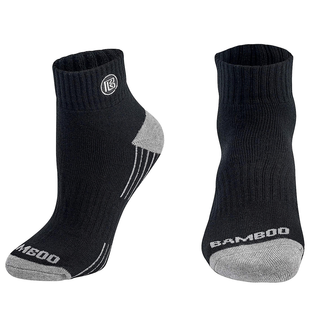 Premium Bamboo Crew Work Socks- Quarter High Moisture Wicking, Odor Eliminating Black Quarter Crew Socks for Men Size 9-12 - 3 Pair