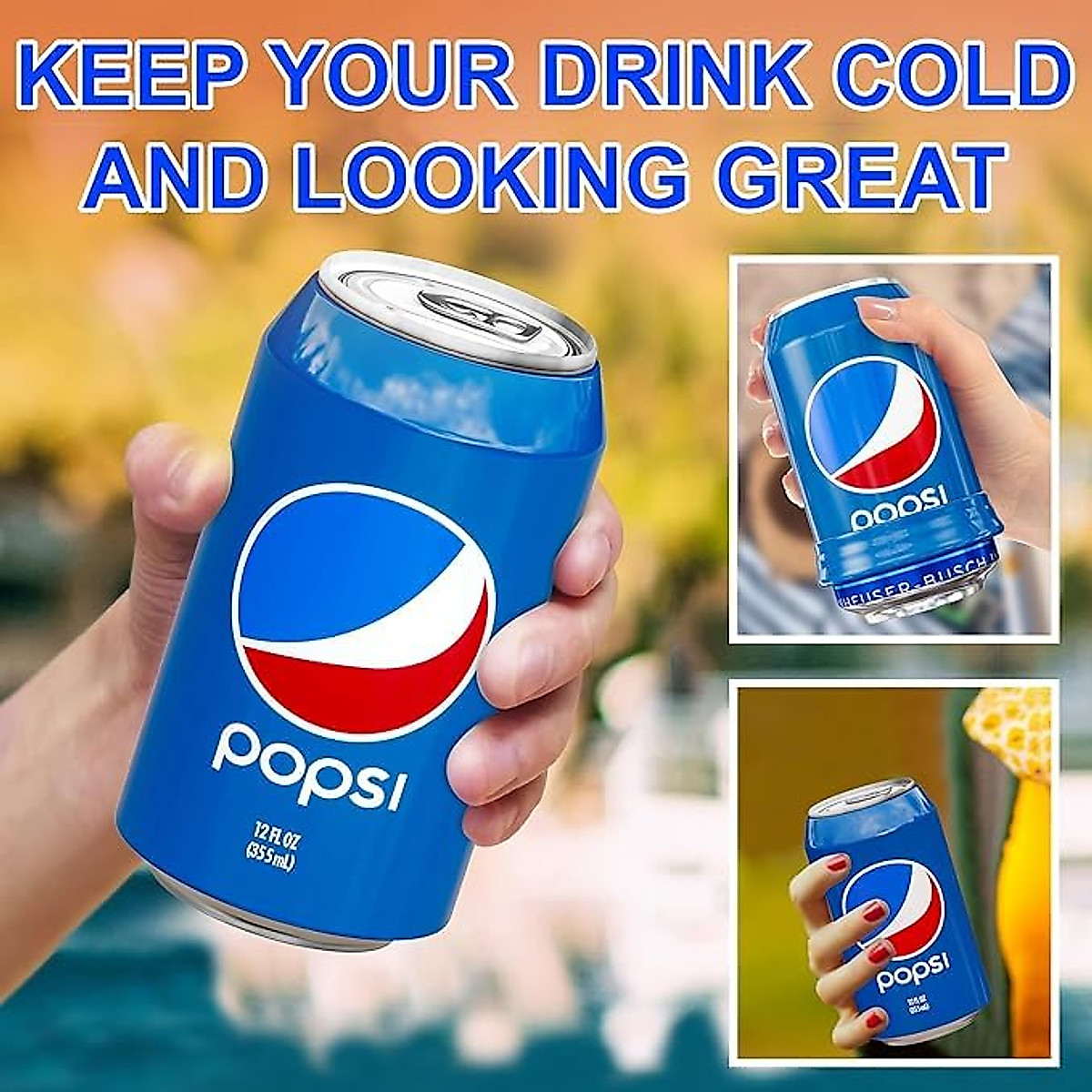 BeerSkin Skywin Silicone Can Cover- 5 Pack 12oz (355ml), Silicone Can Sleeve, Soda Can Sleeve, Hides Can by Disguising as a Can of Soda (New Mix Colors)