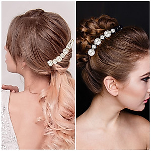 12 Pieces Banana Clip Faux Pearl Hair Clip Banana Combs Clincher Combs Rhinestones Ponytail Holder Claw Comb Fishtail Fish Hair Lady Fish Shape Ponytail Banana Clip for Women Girls Thick Long Hair