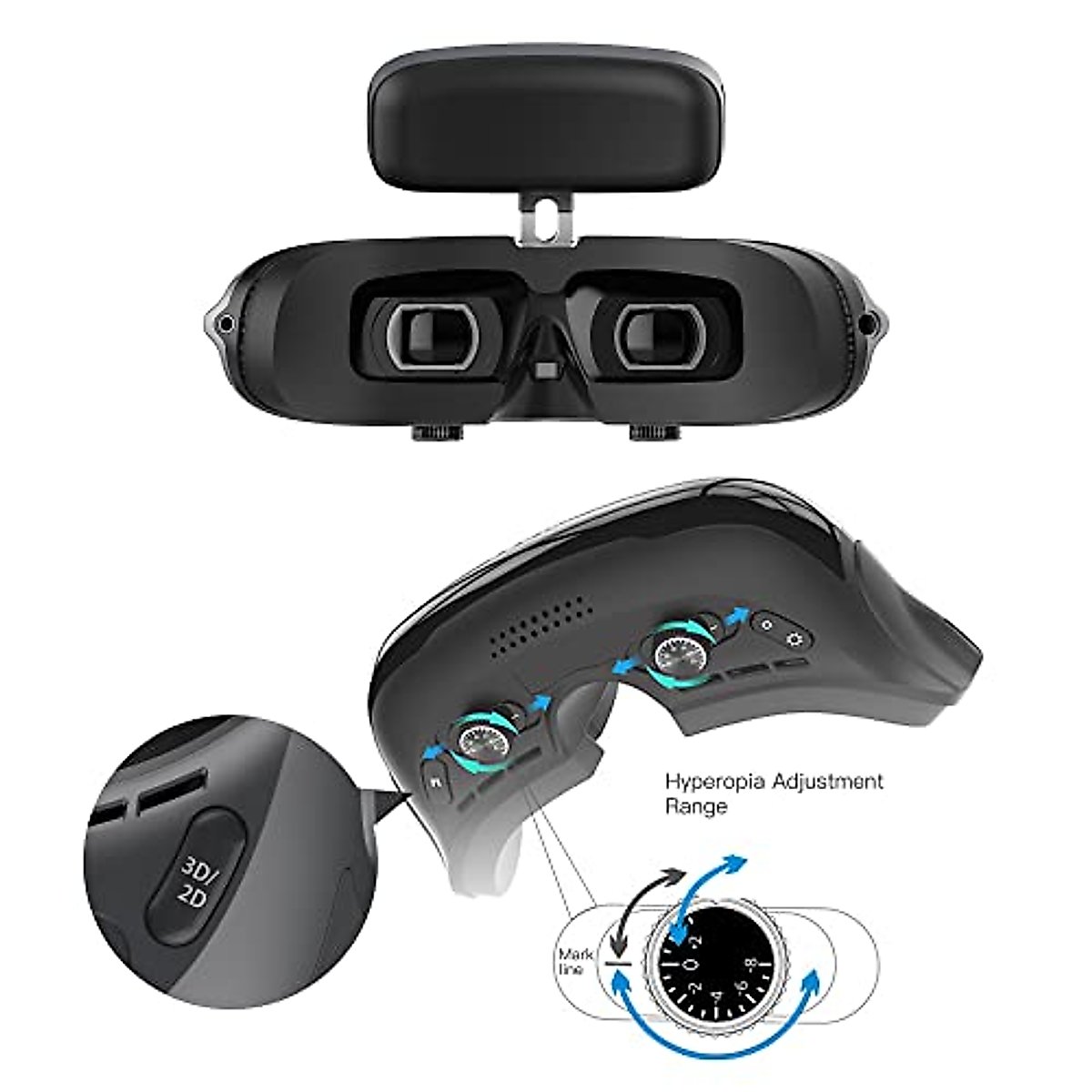 GOOVIS Lite - 3D HD Headsets OLED Display Goggles Glasses, Built-in Adjustment Hyperopia & Myopia Lens Compatible with PC, Smart Phone, Set-top Box, UAV