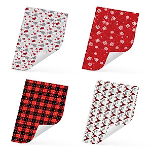 Ulmasinn Christmas Wrapping Paper Holiday Woodland Gift Scene with Christmas Tree, Snowflakes, Plaid, Reindeer, Flat 8 Sheets 20 X 29 Inches Each