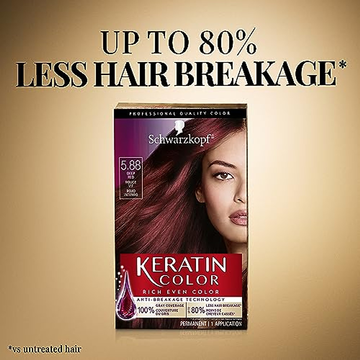 Schwarzkopf Keratin Color Permanent Hair Color Cream, 5.88 Deep Red, 1 Kit