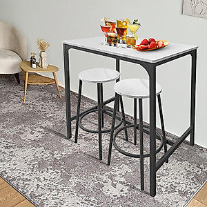 AT-VALY 3-Piece Bar Table Set with 2 Stools,Dining Room Table Set,Small Spaces (Black)