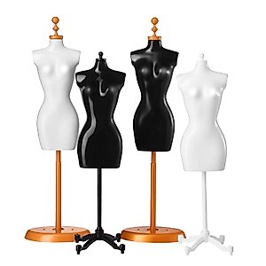 EXCEART Doll Rack 4pcs Doll Cloth Gown Display Support Holder Mini Mannequin Model Stand Plastic Display Support Accessories