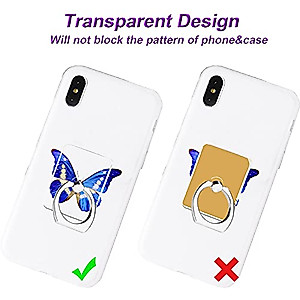 TACOMEGE Transparent Clear Phone Holder Ring Grips for iPhone Samsung Xiaomi, Finger Ring Stand for Smartphone Tablet Case Painting Pattern(Rectangle)