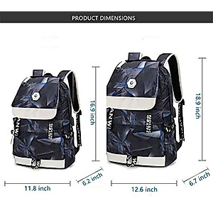 Blue Backpack Bookbag for High School, Travel Backpack with USB Port.