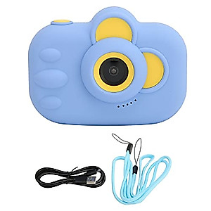Kids Digital Camera, 30fps Full Color IPS Screen Kids Camera 1080P Cute Cartoon Design Lightweight for Holiday Travel (Blue)