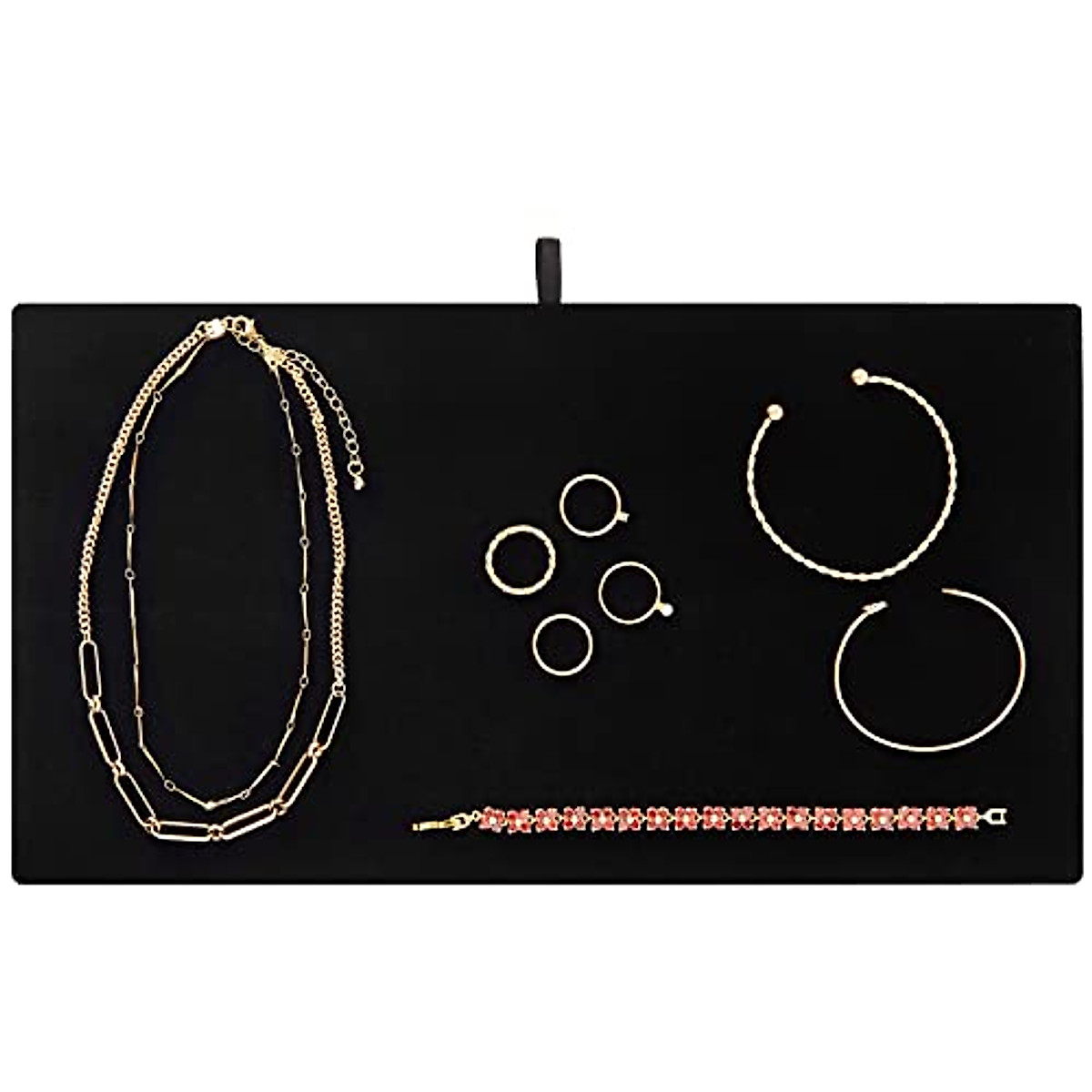 Juvale 6 Pack Velvet Jewelry Display Tray for Selling and Displaying Necklaces, Earrings, Jewels, Bracelets, Anklets, Rings, Gemstones, Chains, Brooches (Black, 14 in)