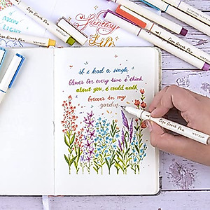 WRITECH Arts Sign Brush Pen Brush Tip Marker Felt Tip Water Based Ink Color Pens 12 Assorted Vintage Colors Great for Lettering Journaling Calligraphy (Vintage)