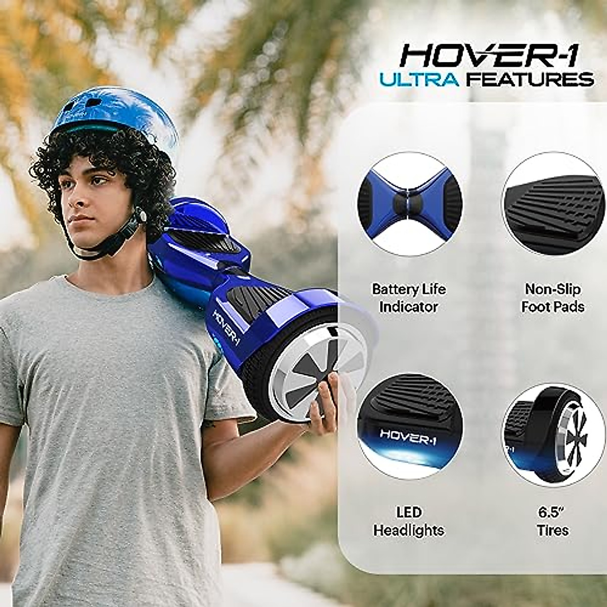 Hover-1 Ultra Electric Self-Balancing Hoverboard Scooter, Black, 25 x 9 x 9.5 inches