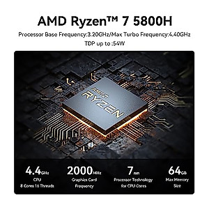 Beelink SER5 Mini PC, AMD Ryzen 7 5800H(7nm, 8C/16T) up to 4.4GHz, Mini Computer 32GB DDR4 RAM 500GB NVME SSD, Micro PC 4K@60Hz Triple Display, Mini Gaming Computer WiFi6/BT5.2/54W/HTPC/W-11 Pro