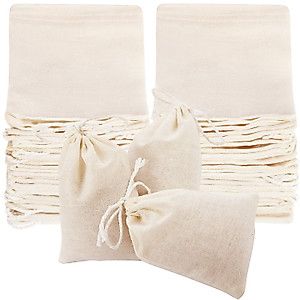 Boao 50 Pcs Cheese Cloth Tea Bags 4 x 3 Inch for Straining Reusable Tea Filter Bag for Loose Tea Empty Tea Bags Soup Bags Spice Bags for Cooking Cold Brew Coffee Bags Muslin Strainer Bags