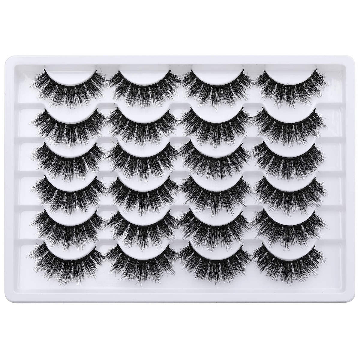 Newcally Eyelashes False Lashes Fluffy 18MM Long Faux Mink Eye Lashes Pack Dramatic Thick Volume Fake Eyelashes 12 Pairs Soft Reusable Lashes Multipack