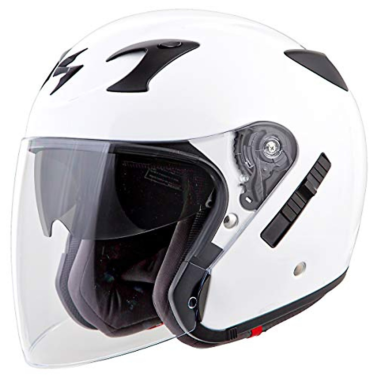 ScorpionEXO CT220 Open Face Adjustable Visor Dropdown Visor Adult DOT Approved Motorcyle Helmet Solid (White, XX-Large)