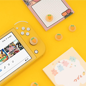GeekShare Fruit Theme Thumb Grip Caps,Compatible with Nintendo Switch & Switch Lite Only,Soft Silicone Joystick Cover,4PICS -- Carrot and Pineapple