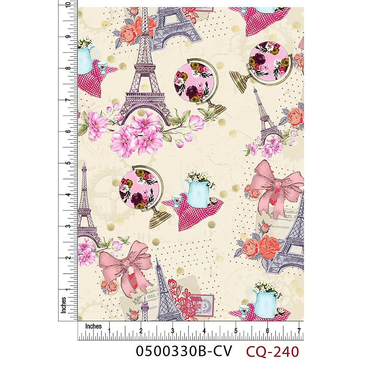 Texco Inc 100% Combed Quilting Prints Craft Cotton Apparel Home/DIY Fabric, Pink White Grey 1 Yard