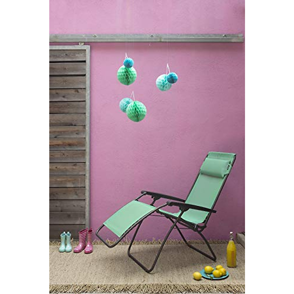 Lafuma R-Clip Zero Gravity Patio Recliner (Ocean Blue Batyline Canvas) Outdoor Folding Lounge Chair