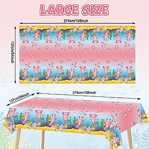 chiazllta 3Pcs Axolotl Party Birthday Decoration Pink Cartoon Axolotl Tablecloth Plastic Reptile Animal Tablecover Waterproof Rectangle Table Cover for Axolotl Baby Shower Party Supplies108 x 54in