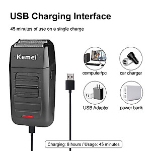 KEMEI Hair Clipper and Shaver Set Professional Cordless Hair Trimmer for Men, Electric Beard Trimmers Double foil shavers, Barber Clipper Hair Cuttings Kit, KM-2299, KM-1102