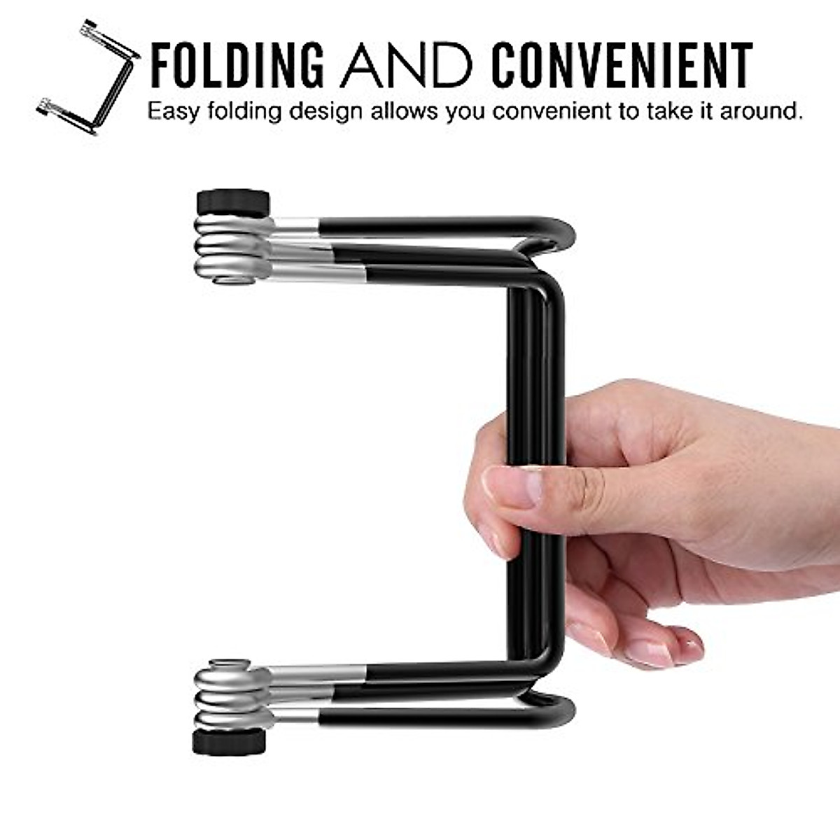 MoKo Foldable Tablet Stand, Adjustable Portable Metal Holder Cradle for 9-12.9" Tablets, Compatible with iPad Pro 11/12.9 2022, iPhone 14/14 Plus/14 Pro Max,Fit with Steam Deck, Black