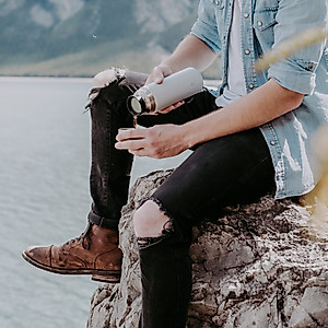 HASTINGS COLLECTIVE FIKA Slim Coffee Travel Mug Tumbler - Stainless Steel Vacuum Insulated Thermos Cup with Spill Proof Lid, 17oz (500ml) (Gray)