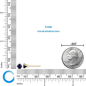 Natural Sapphire Round Stud Earrings for Women in 14k Yellow Gold with Push Back 5 mm by Lavari Jewelers