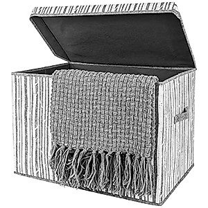 Sammy & Lou Birch Felt Toy Box; Collapsible; Gray, White; Two Handles; Hinged Lid; 22 in x 14.5 in x 15 in