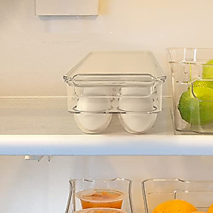 Totally Kitchen Egg Holder for Refrigerator, Fridge Organizers and Storage Clear, BPA-Free Plastic Storage Containers with Lid & Handles, 14 Eggs Tray Bins