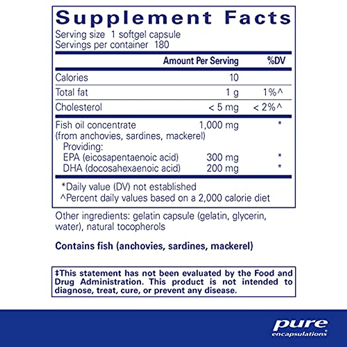 Pure Encapsulations EPA/DHA Essentials | Fish Oil Concentrate Supplement to Support Cardiovascular Health* | 180 Softgel Capsules