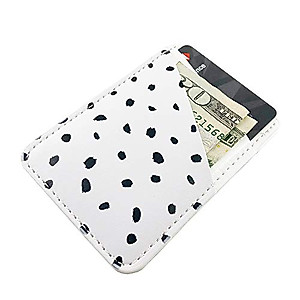 uCOLOR Phone Card Holder Black White Polka Dots PU Leather Wallet Pocket Credit Card ID Case Pouch 3M Adhesive Sleeves Sticker Grip Compatible with iPhone 14 13 12 11 pro max Xs XR 6 SE 7 8 Plus