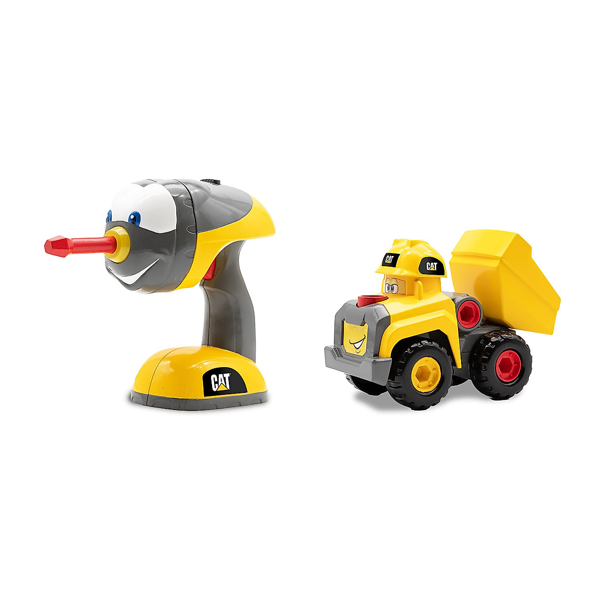 CAT Construction Toys, Junior Crew Fix-It Fleet Construction Toy Dump Truck, Ages 3+, Motorized Drill, Lights & Sounds, Fine Motor Skills, Batteries Included