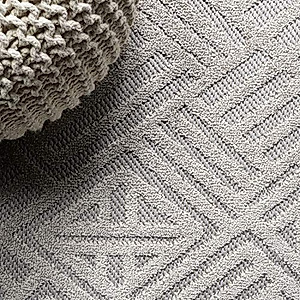 JONATHAN Y SBH103B-5 Jordan High-Low Pile Art Deco Geometric Indoor Outdoor Area-Rug Bohemian Contemporary Easy-Cleaning Bedroom Kitchen Backyard Patio Porch Non Shedding, 5 ft x 8 ft, Beige