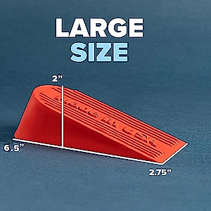 Large Big Rubber Door Stopper Made In USA - Door Stop Wedge for Carpet, Tile, Concrete Floor, Tall Door Stoppers for Bottom of Door - Heavy Duty for Commercial & Home - 6.5 x 2.75 x 1.9 Inches - Black